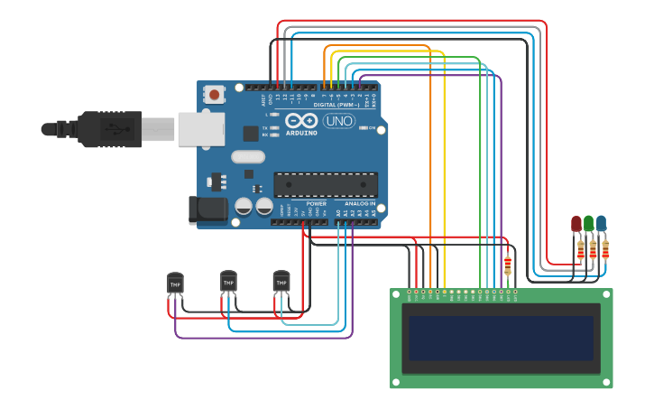 Circuit Design Temperature Monitor With Trend Indicator Tinkercad