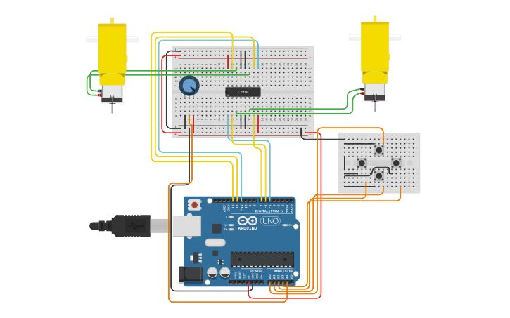 Circuit design Arduino H-Bridge Car - Tinkercad