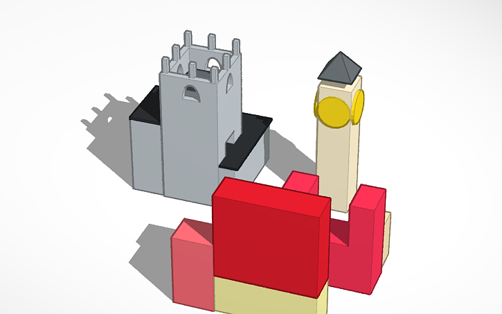 3D design Tilted towers - Tinkercad