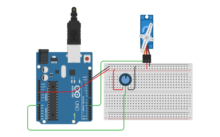 Circuit design Servo Motor - Tinkercad