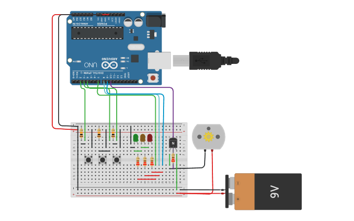 Circuit design Control velocidad motor Tinkercad - Tinkercad