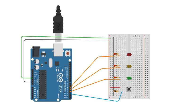 Circuit design Arduino Project 2- Spaceship Interface - Tinkercad