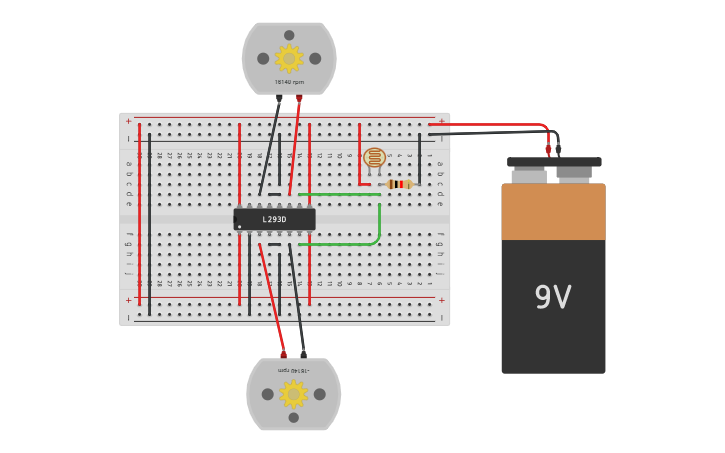 Circuit design Light Follower Bot - Tinkercad