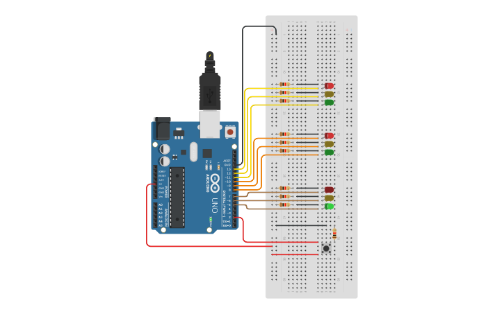 Circuit design Traffic Light - Tinkercad
