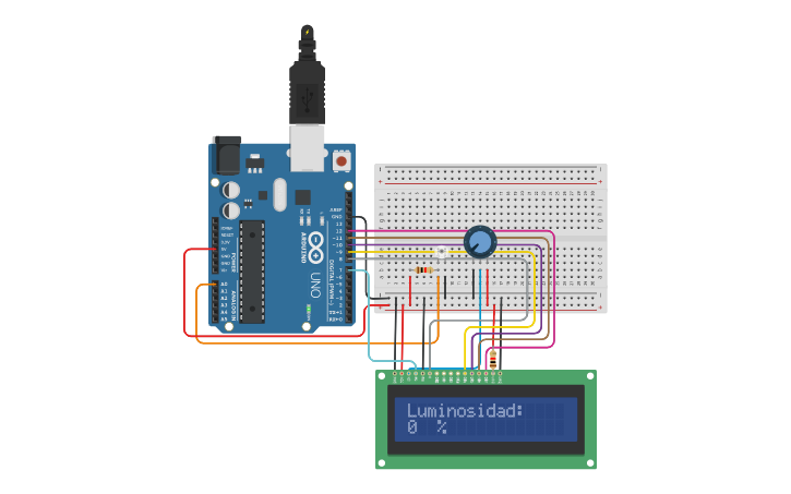 Circuit design Sensor de luz + LCD - Tinkercad
