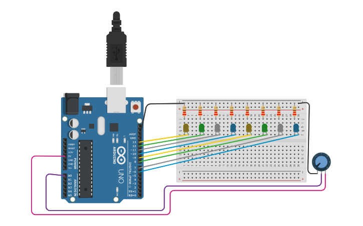 Circuit design Potenciómetro - Tinkercad