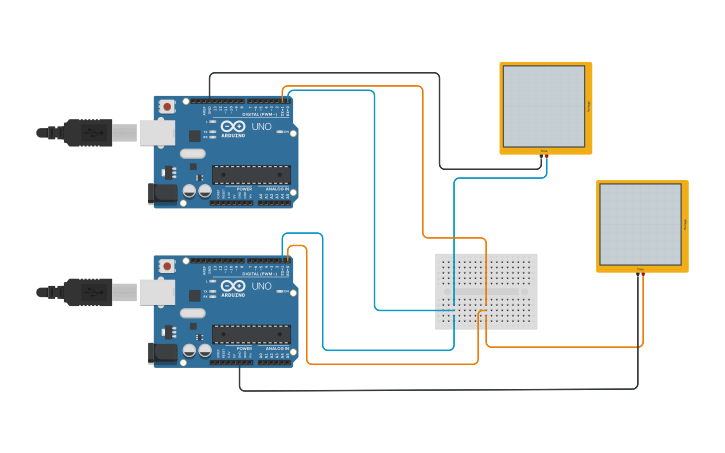 Circuit design Copy of Serial Communication with Arduinos | Tinkercad