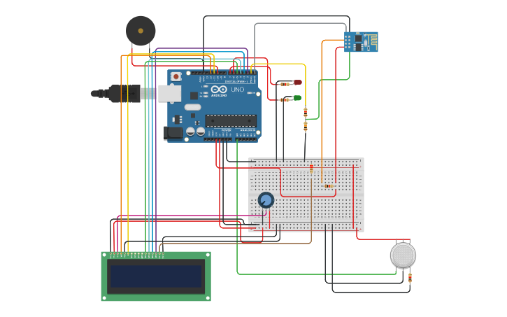 Circuit design Task4:Smoke detection circuit - Tinkercad