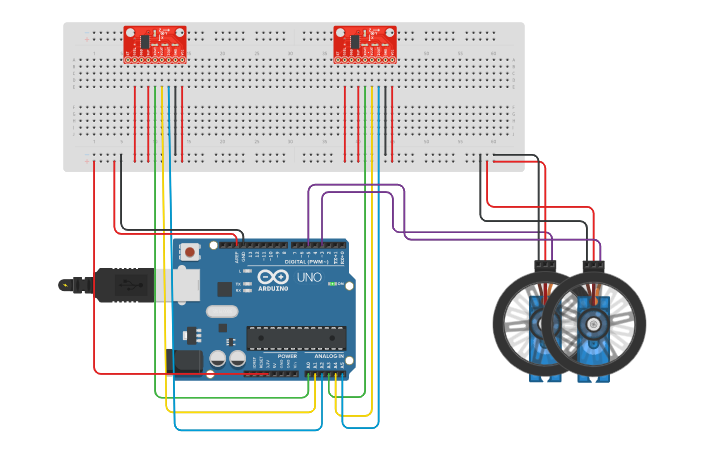Circuit design AcelerometroServomotor | Tinkercad