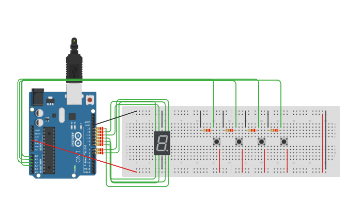 Circuit design LAB.4 (SW) 7 segment | Tinkercad