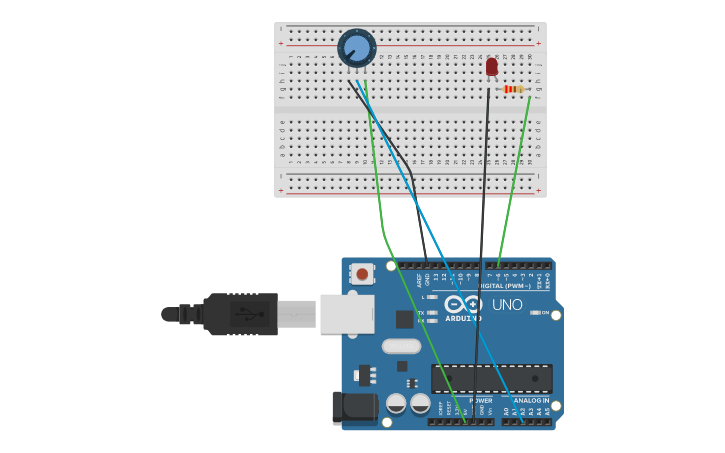 Circuit design ON/OFF potentiometer switch - Tinkercad