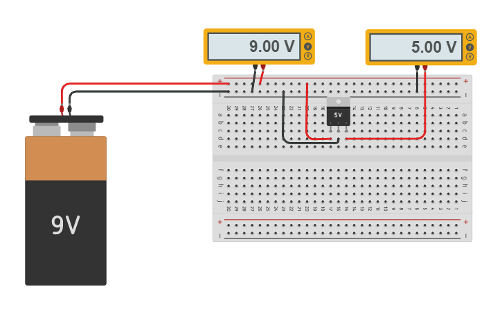 Circuit design 5V Regulator Circuit - Tinkercad