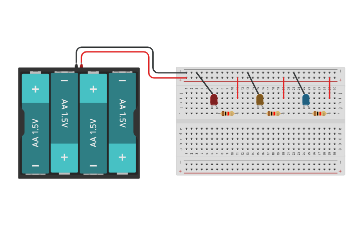 Circuit design circuito 2 - Circuito en paralelo | Tinkercad