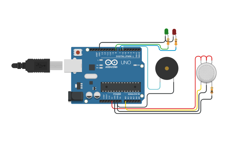 Circuit Design Project On Gas Sensor Tinkercad