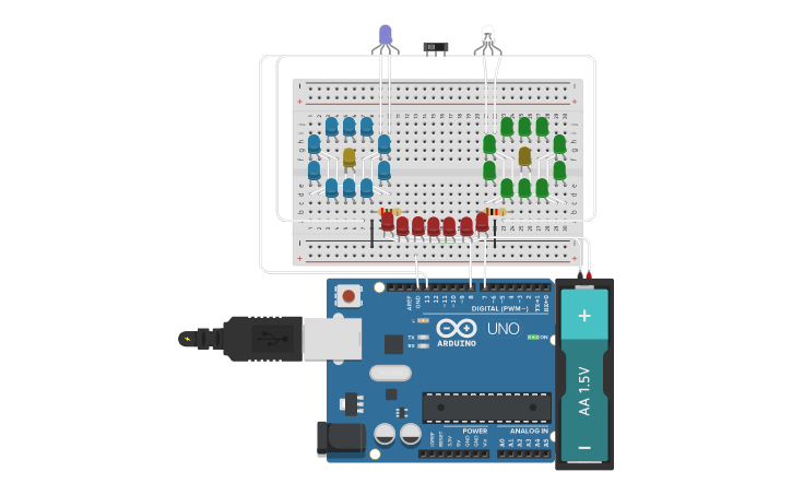 Circuit Design Blinking Eyes Face Tinkercad