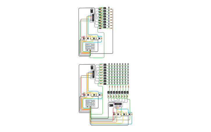 Circuit design 74HC595 - Led Matrix 8x8 and 1x8 without microcontroller ...