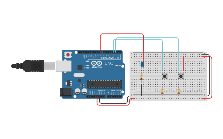 Circuit design ARDUINO MULTIPLE INTERRUPTS - Tinkercad