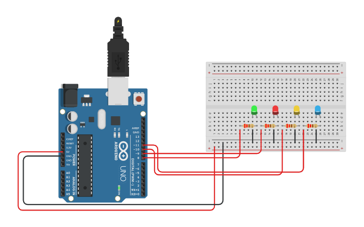 Circuit design Simple LED Flasher | Tinkercad