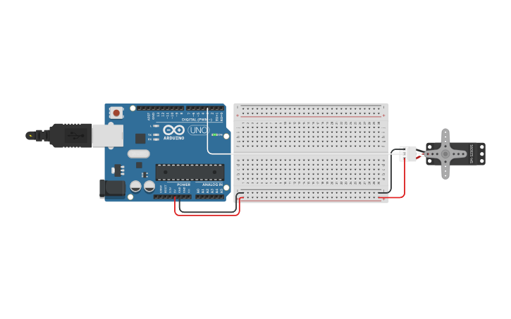 Circuit design Servo control - Tinkercad