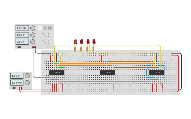 Circuit Design 4 Bit Synchronous Counter Tinkercad