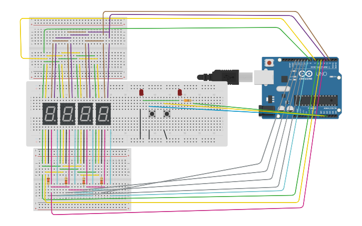 Circuit design 7-Seg Clock | Tinkercad