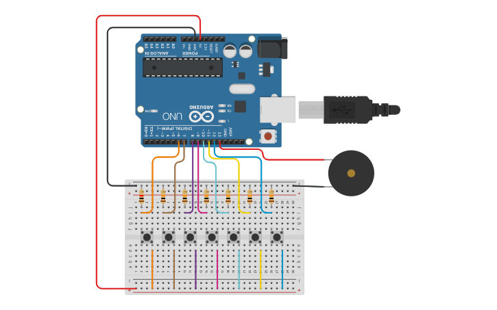 Circuit design musical keyboard - Tinkercad
