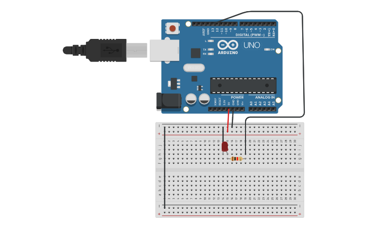 Circuit design CIRCUITO CON ARDUINO: UNA SALIDA:PROGRAMA BLINK - Tinkercad