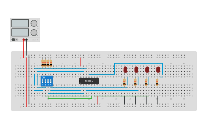 Circuit design Binary to Grey | Tinkercad