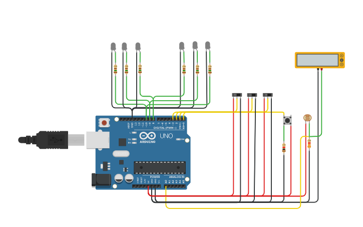 Circuit design Oriol Muñoz - Projecte Arduino. Part 1. Llums | Tinkercad