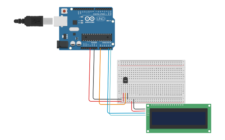 Circuit design SUHU DAN LCD I2C - Tinkercad