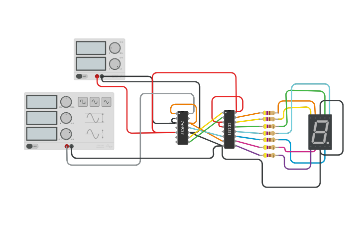 Circuit design contador de 4 bits - Tinkercad Circuit design contador de 4 bits - Tinkercad