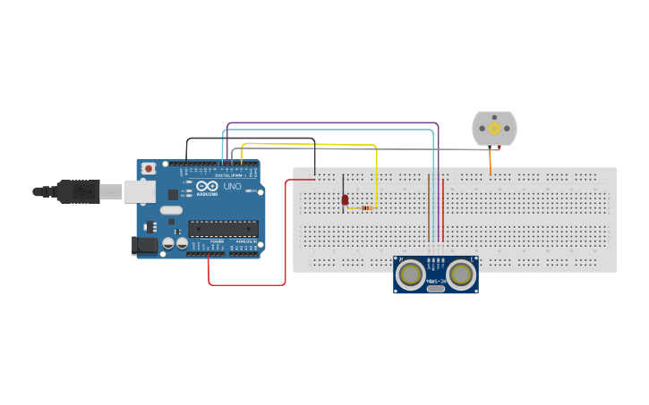 Circuit design Arduino ultrasensor con motor Mariana Lopez - Tinkercad