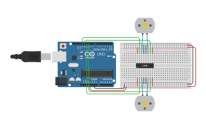 Circuit Design 2 Motores Tinkercad