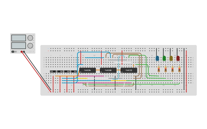 Circuit design 3.1 BCD to Excess3 Converter - Tinkercad