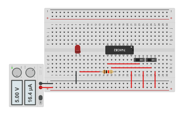 Circuit design NOR gate - Tinkercad