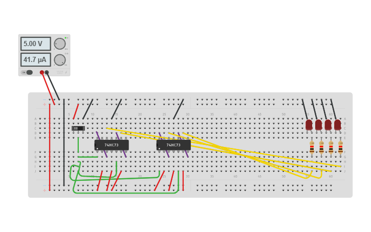 Circuit Design 4 Bit Asynchronous Binary Up Counter Tinkercad