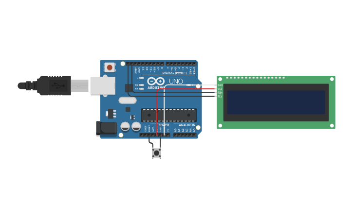 Circuit design LCD + RESET BUTTON - Tinkercad