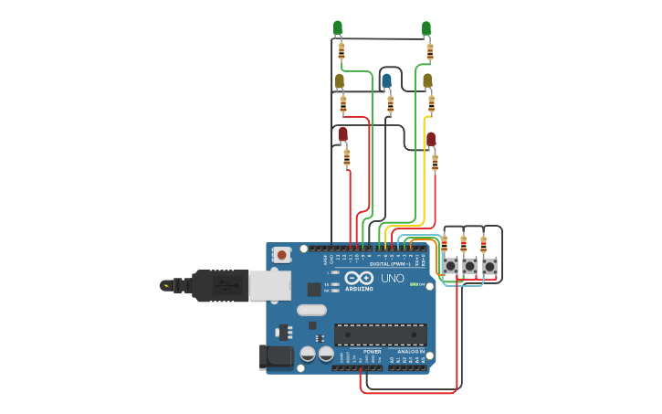 Circuit design TP 1: Dado Electrónico | Tinkercad