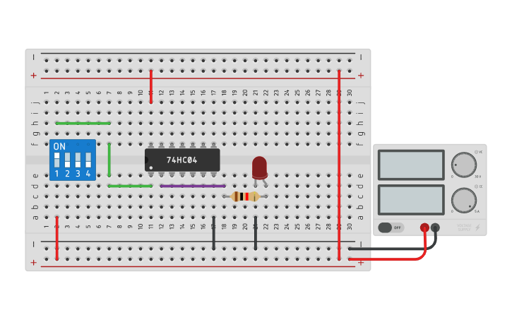 Circuit design NOT GATE - Tinkercad