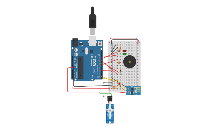 Circuit design Microservomotor por Bluetooth - Tinkercad
