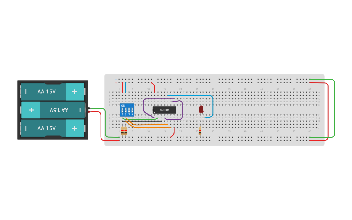 Circuit design AND CON NOR (7402) | Tinkercad