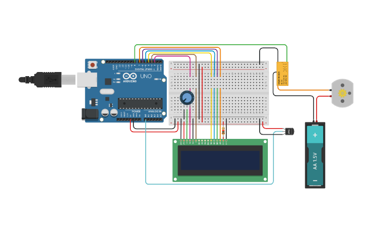 Circuit design Temperature based relay controlled DC motor and LCD ...