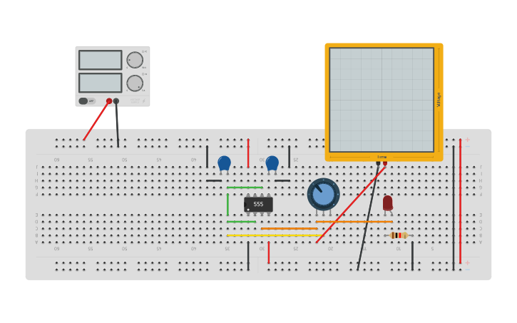 Circuit design 555 timer LED blink with adjustable speed - Tinkercad