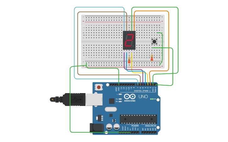 Circuit design Copy of Seven Segment - Tinkercad