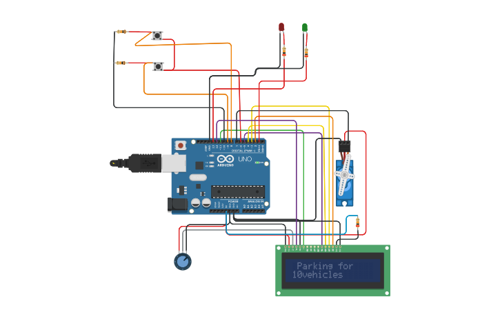 Circuit design SMART CAR Parking - Tinkercad