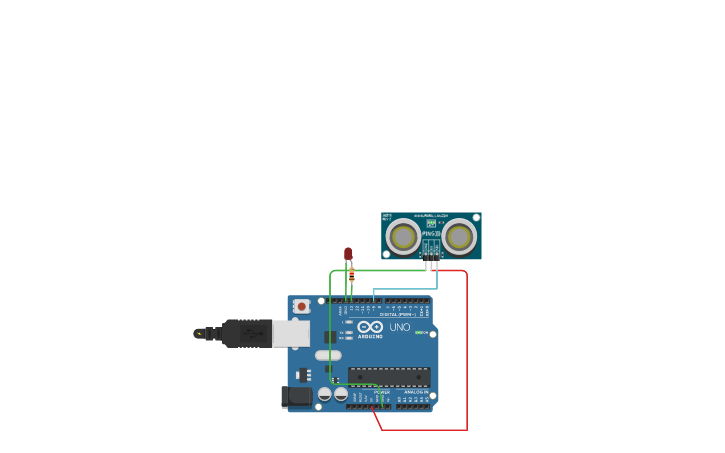 Circuit Design Ultrasonic Sensor With Arduino Tinkercad