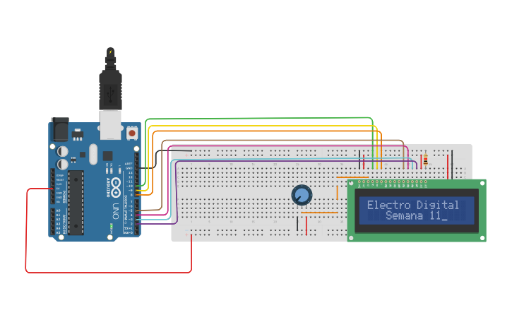 Circuit design LCD básico - Tinkercad