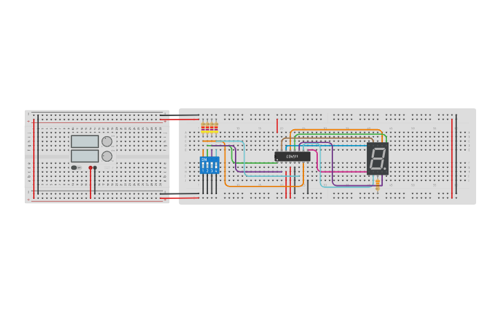 Circuit design circuito con display de 7 segmentos - Tinkercad