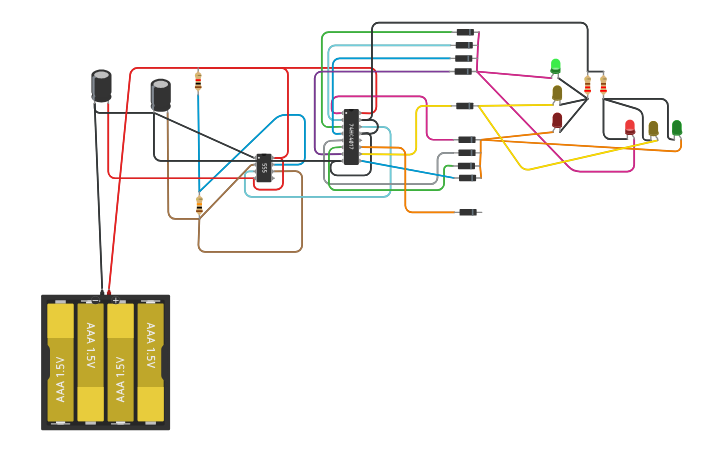 Circuit design Two way traffic light | Tinkercad