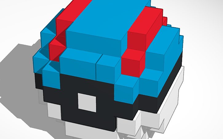 3D design 3D pokemon ball pixel | Tinkercad